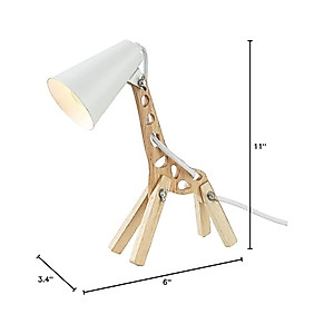 Globe Electric 52210 Gigi Giraffe 11" Wooden Novelty Lamp, White Shade, in-Line On/Off Rocker Switch