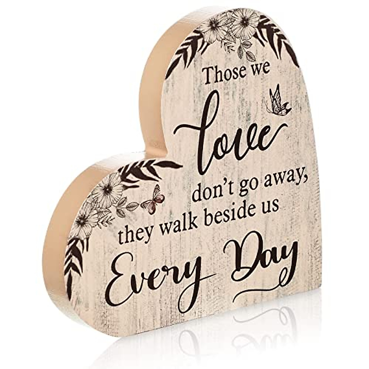 Sympathy Gift Memorial Heart Present for Loss of Loved One Wooden Remembrance Bereavement Gift Condolence Sign Loss of Father Mother Son Brother Decor 6.3 x 6 x 0.7 Inches(Simple Style)