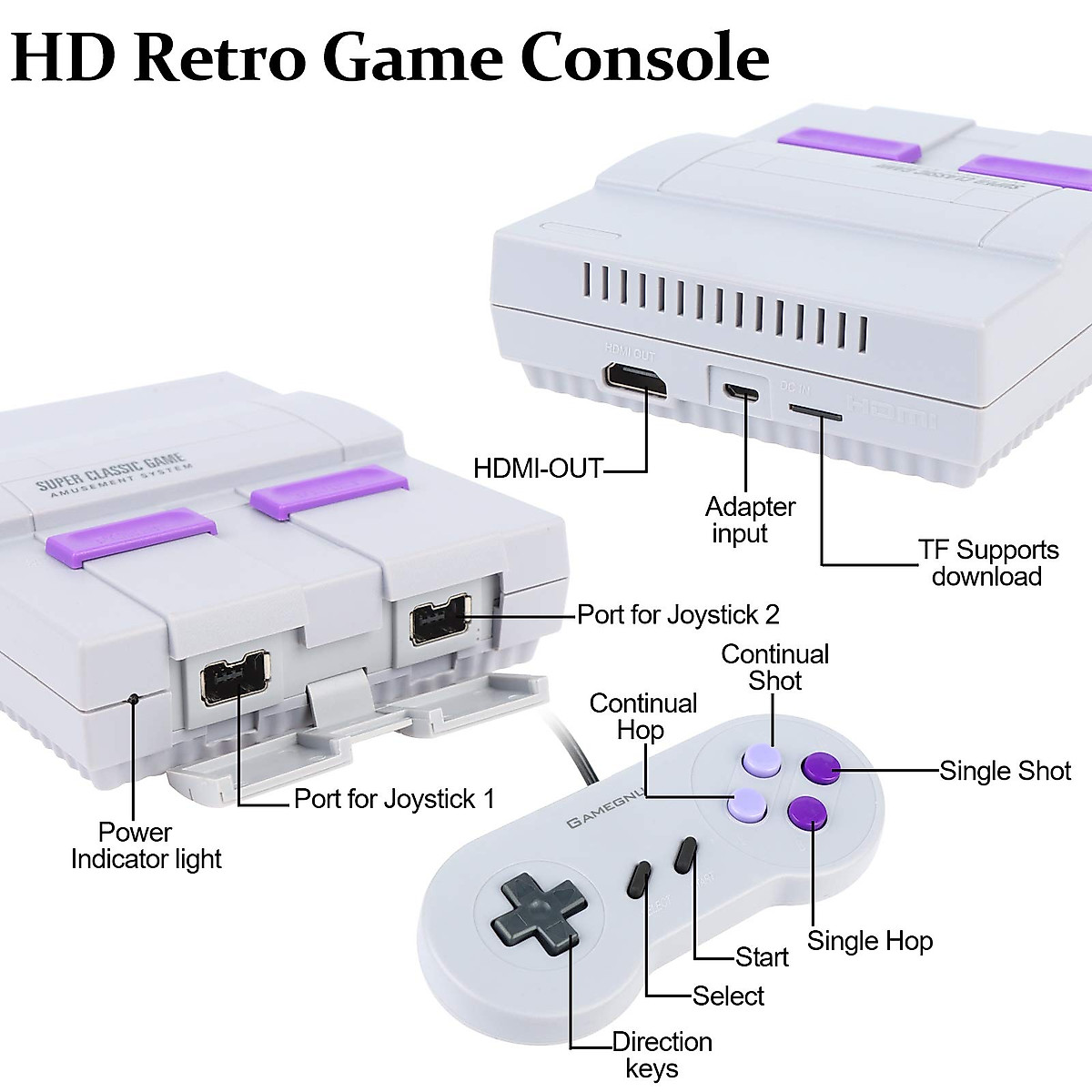 TableRe Mini Classic Game Consoles HD Retro Game Console Handheld Game Player Built-in 821 Games with Controller, Childhood Memories