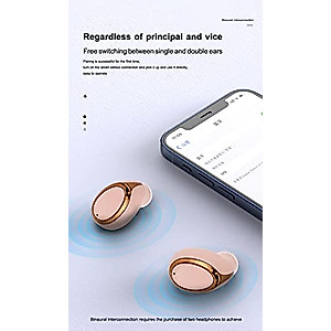 AIYIBEN Wireless Headphones Portable Bluetooth Single Earbuds Smallest Cordless Hands-Free Mini Earphones Headset with Mic & Noise Reduction for Phones (Skin)