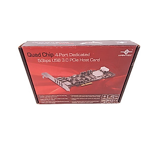 Vantec Quad Chip 4-Port Dedicated 5Gbps USB 3.0 PCIe Host Card (UGT-PCE430-4C)