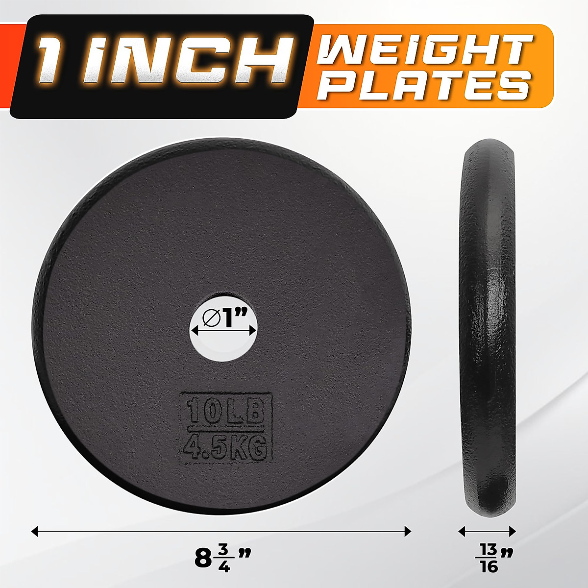 Yes4All 1-inch Cast Iron Weight Plates for Dumbbells – Standard Weight Disc Plates (10 lbs, Single)