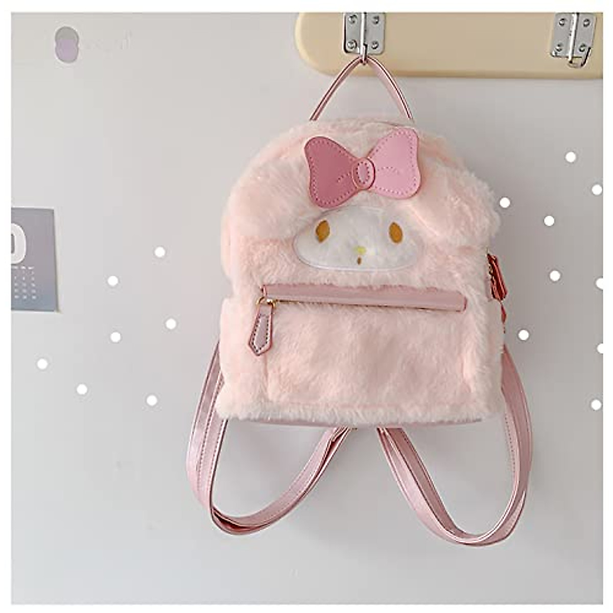 Cute Girl Plush Bag Backpacks for School, 3D Kawaii Animal Cartoon Schoolbag for Girl Bookbag School Supplies, Pink Rabbit