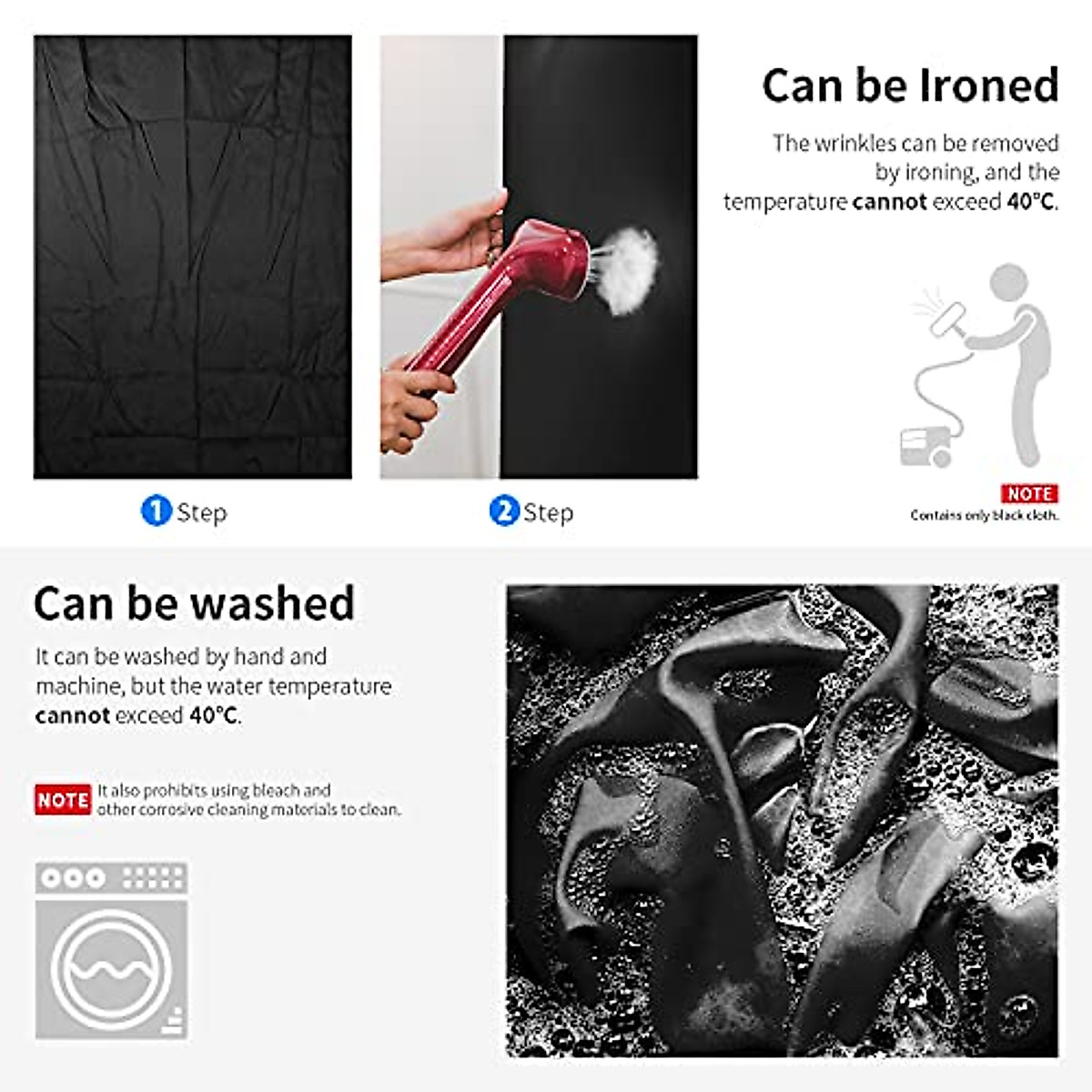 NEEWER 6x9 feet/1.8x2.8m Photo Studio 100% Pure Polyester Collapsible Backdrop Background for Photography, Video and Television (Backdrop Only) - Black