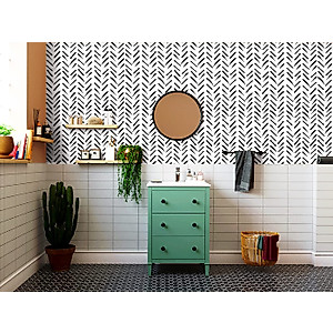 Black and White Stripe Wallpaper 17.71In X 236In Geometric Peel and Stick Wallpaper Modern Stripe Contact Paper Self Adhesive Removable Waterproof Wall Paper for Old Furniture Renovation