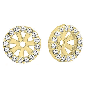 Dazzlingrock Collection Round White Diamond Halo Removable Earring Jackets for Women in 10K Yellow Gold (0.18 ctw, Color I-J, Clarity I2-I3)