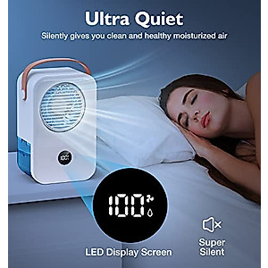 XL Evaporative Air Conditioner Portable Air Cooler,Powerful 4-Speed,Quiet, 650 ML Water Tank,Display Prower Desktop Cooling Fan For Bedroom, Office, Living Room & More