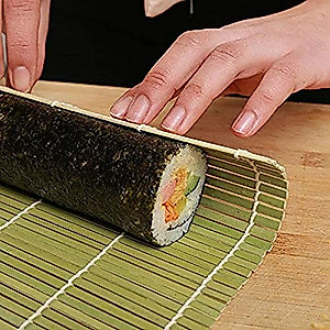 JapanBargain 3664, Sushi Making Kit Bamboo Roller Rolling Mat and Rice Paddle Scoop Set