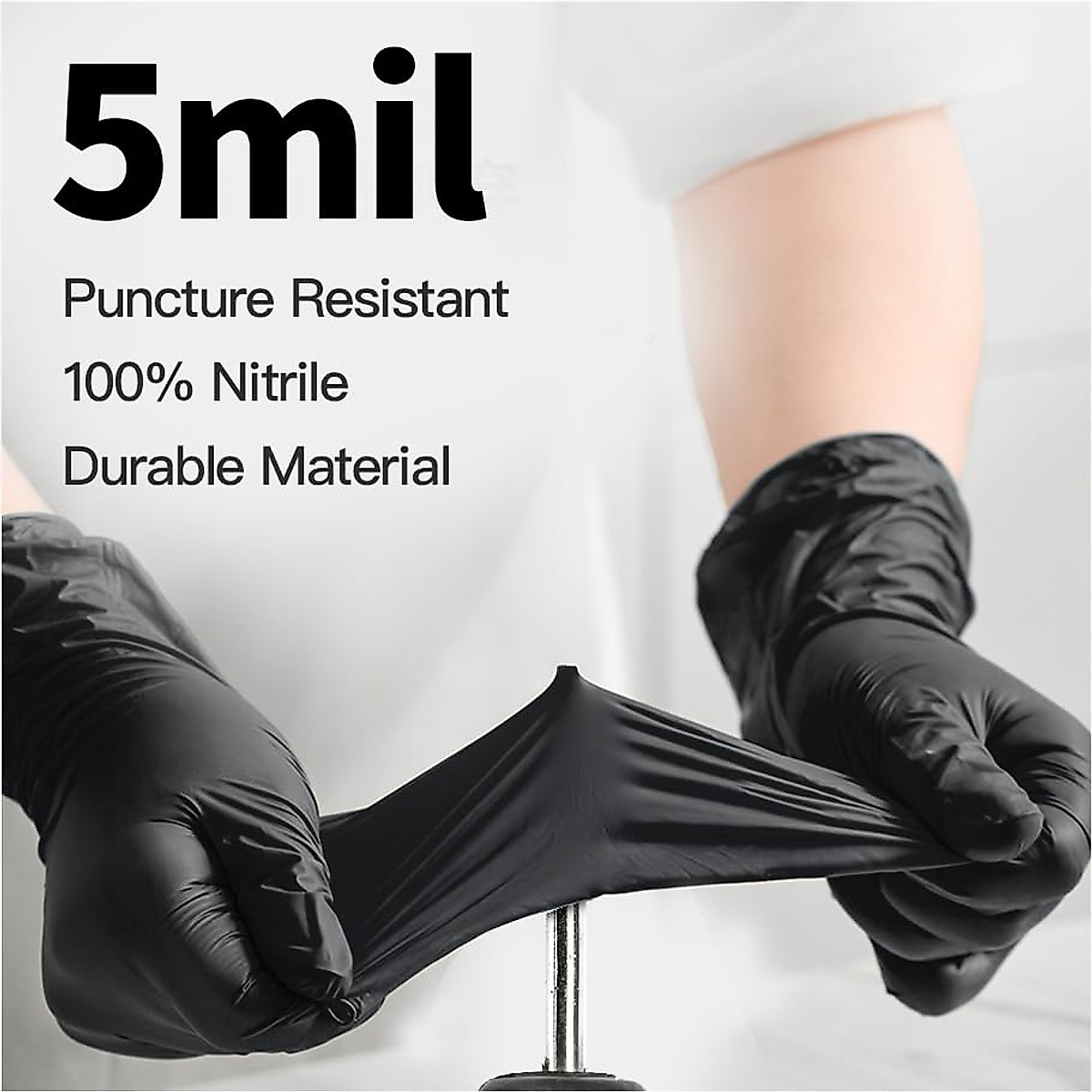 Supmedic Black Nitrile Exam Glove, 5 mil Powder-Free Latex-Free Disposable Medical Gloves, Case of 1000 Pcs (S/M/L/XL) (X-Large)