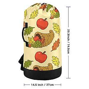 Thanksgiving Autumn Laundry Bag Heavy Duty Laundry Backpack with Shoulder Straps Handles Travel Laundry bag Drawstring Closure Dirty Clothes Organizer For College Dorm, Apartment, Camp Travel