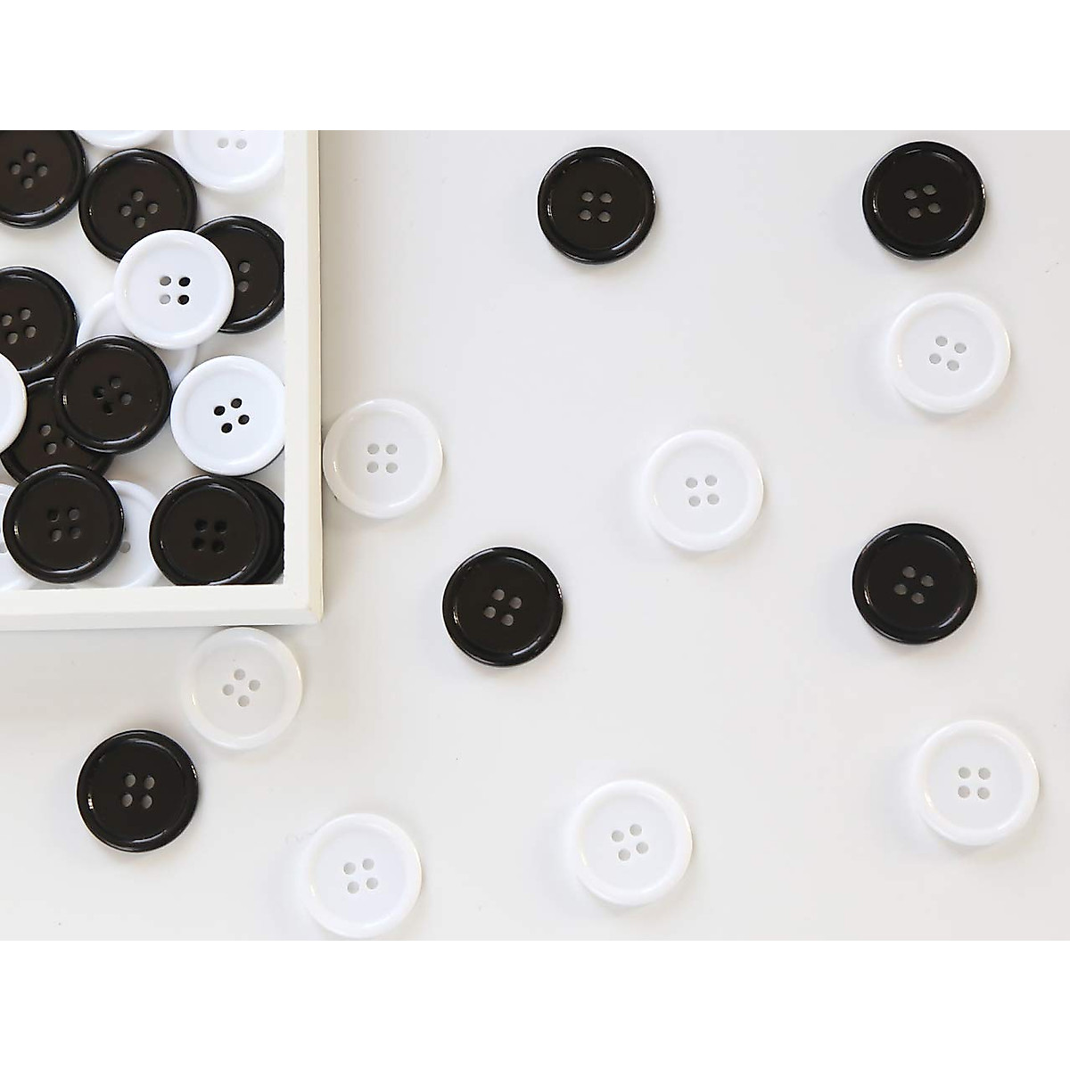 GANSSIA 1 Inch (25mm) Black Resin Buttons Sewing Flatback Button for Garment DIY Craft Decoration Pack of 50PCS