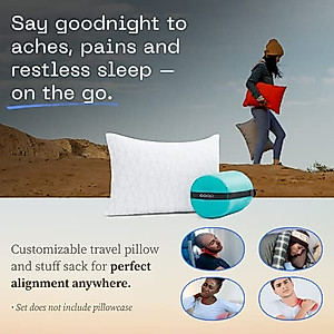 Coop Home Goods The Original Travel & Camp Adjustable Pillow, Small Camping Pillow with Compressible Stuff Sack - Medium-Firm Memory Foam with Lulltra Washable Cover, CertiPUR-US Certified (19x13)