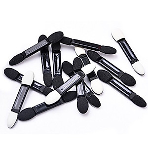 KINGMAS 100 Pack Disposable Eyeshadow Brush, Double Ended Sponge Eye Shadow Applicator Makeup Brushes - Black
