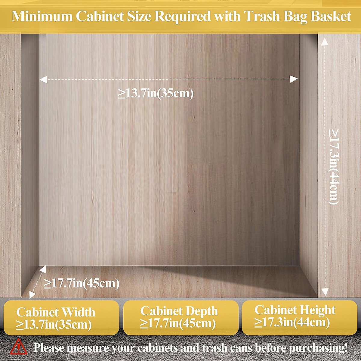 Pull Out Trash Can Under Cabinet Slider, Under Counter Trash Can Pull Out with Garbage Bag Holder, Under Sink Trash Can Pull Out for 7-11 Gallon Garbage Cans, Up to 100 lb (Not Include Trash Can)