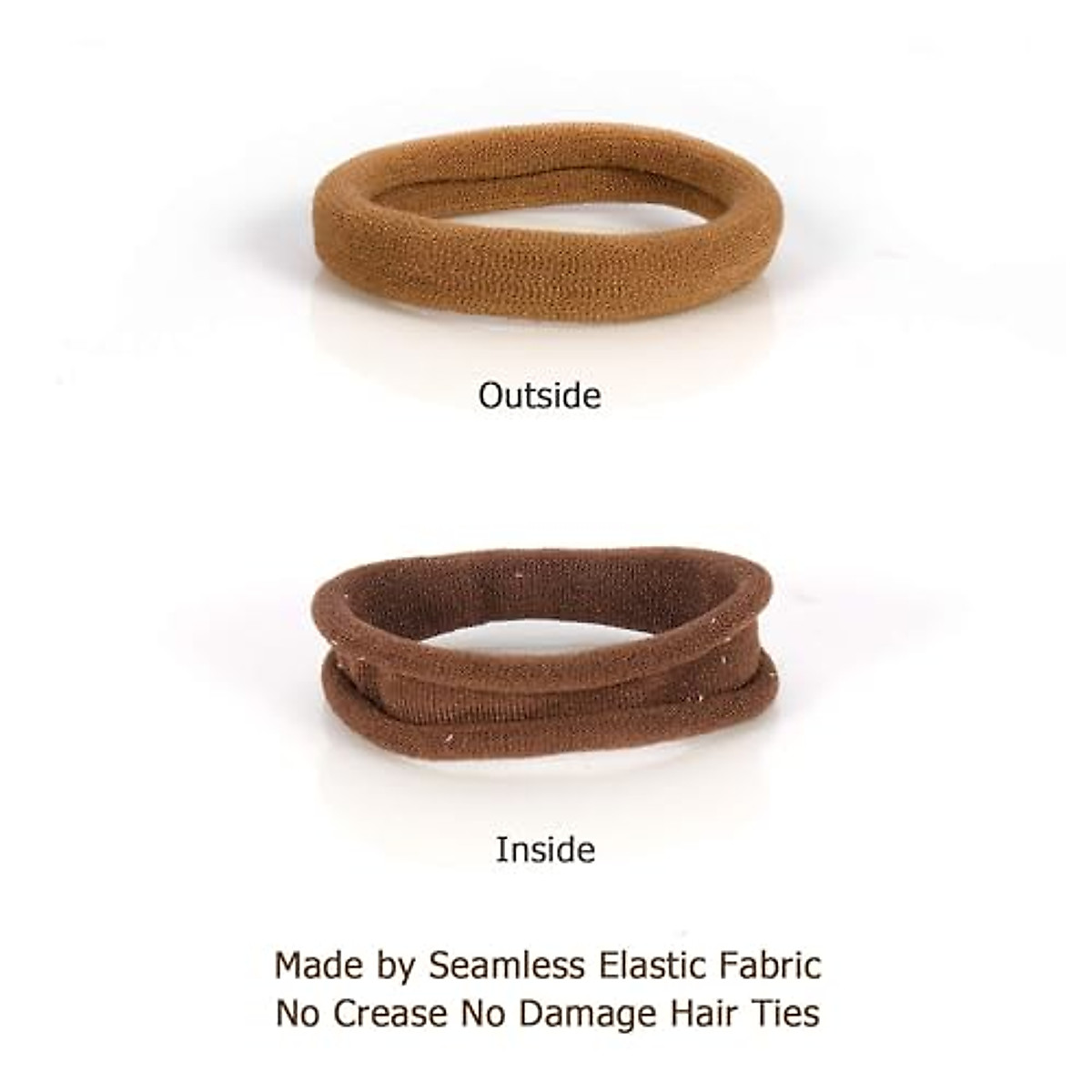 HOYOLS Soft Thick Seamless Cotton Hair Ties, Ponytail Scrunchies Head bands No Damage Crease for Women Girls Kids Ponytail Holder 100 Pieces (Brunette Brown Set)