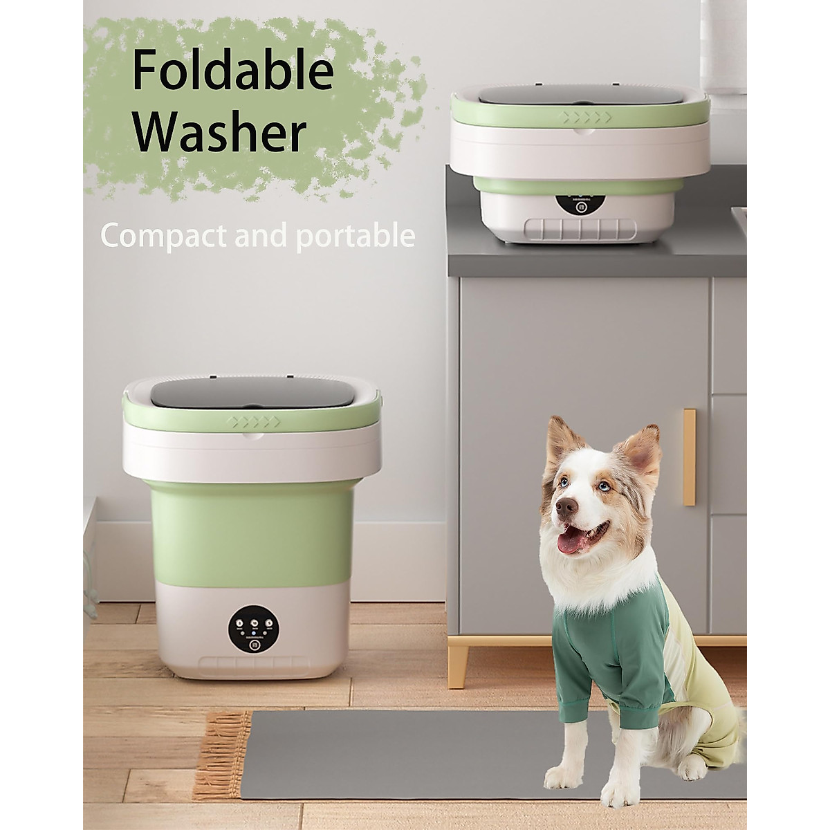 Mini Portable Washing Machine – Mini Washing Machine with 13L Large Capacity, Mini Portable washer with 2 wool dryer balls, Foldable small washing machine for underwear,socks, baby/pet clothes