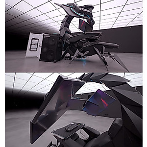 Gaming Chair, Ergonomic Computer Cockpit Chair with Led Lights, Comfortable Racing Simulator Cockpit Game Chair with Hanging 3 Screens,Red