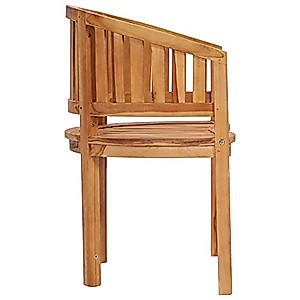 vidaXL Banana Chair, Wooden Leisure Chair with Armrests, Patio Dining Lounge Chair for Indoor Outdoor Lawn Garden Porch, Solid Wood Teak