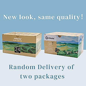 Artecho Acrylic Paint Set 24 Colors 2oz/59ml, Art Craft Paint for Art Supplies, Paint for Canvas, Rocks, Wood, Fabric and Ceramic, Non Toxic Paint for Artists, Students, Beginners and Adults