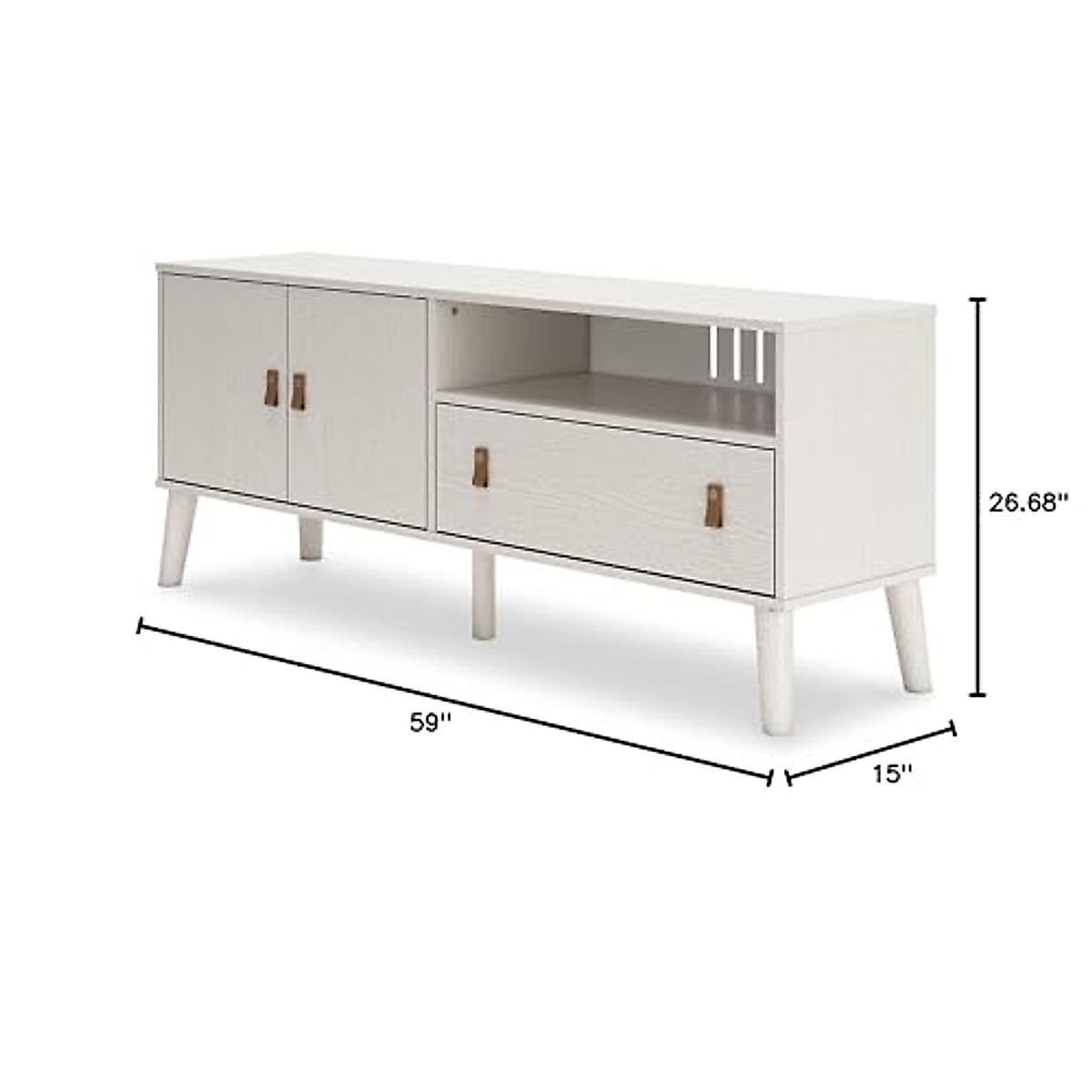 Signature Design by Ashley Aprilyn Contemporary Medium TV Stand up to 59" with 1 Drawer and 2 Shelves, White