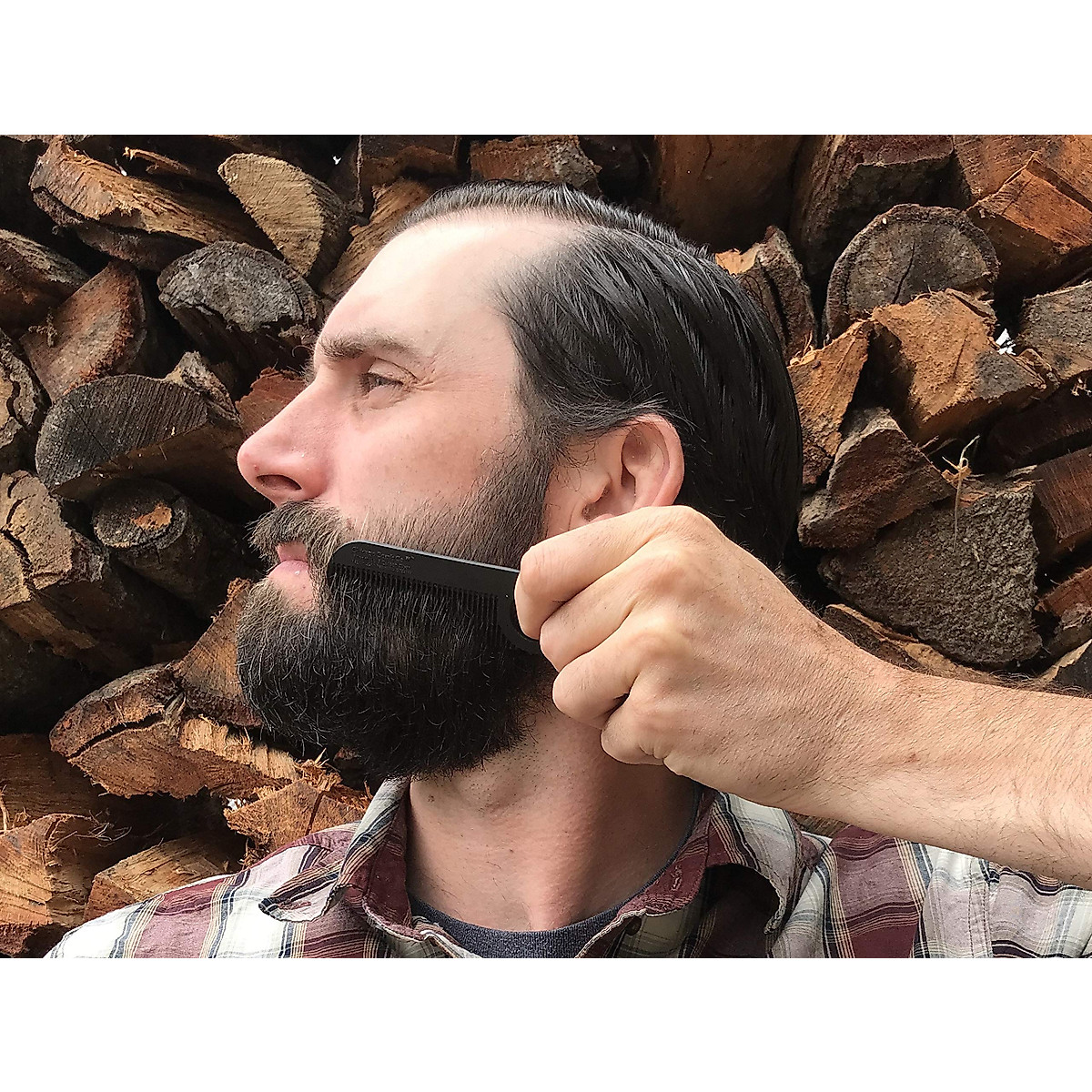 Chicago Comb Model 2 Carbon Fiber, Made in USA, Anti-static, 4 inches (10 cm) long, Fine-tooth, Pocket & Travel comb, for Thinner Hair, Beard & Mustache comb