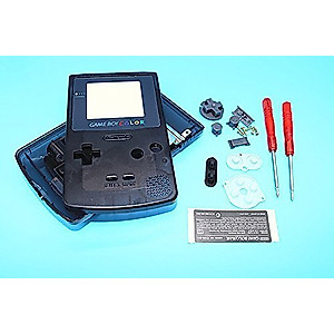 Replacement Full Housing Shell Case Cover Pack with Buttons Screwdrivers for Game Boy Color GBC Repair Part-Clear Black