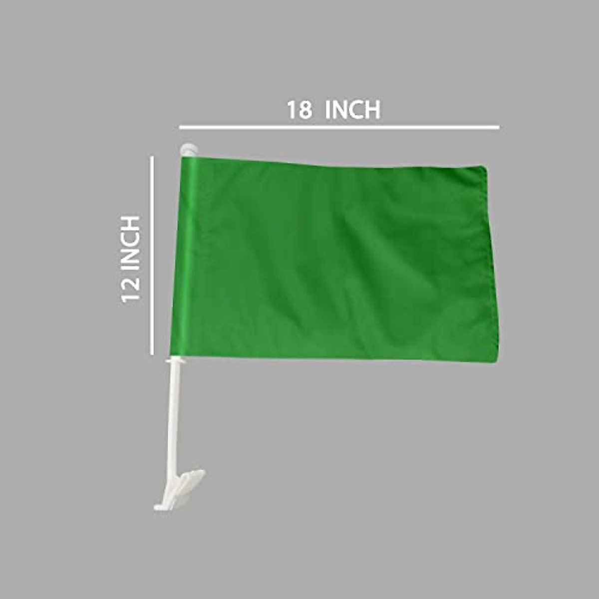 Solid Green Car Window Clip Flag Fade Resistant Vehicle for Patriotic, Sports Events, Parades - Premium - Double Side Printing (Pack of 100)