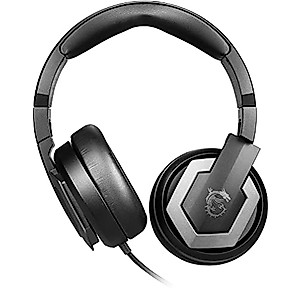 MSI Immerse GH61 Gaming Headset, Hi-Res Virtual 7.1 Surround Sound, Built-in ESS DAC & AMP, 3D Audio, Swappable Ear Cushions, 3.5mm Jack/USB, Carrying Case Included, PC/Mac/PS4/Xbox