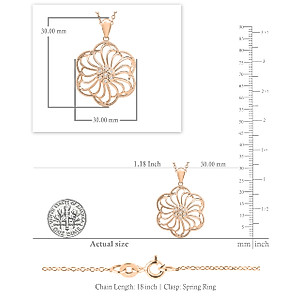 Dazzlingrock Collection 0.15 Carat (Ctw) Round White Diamond Women Swirl Flower Pendant with 18 inch Gold Chain in 10K Rose Gold