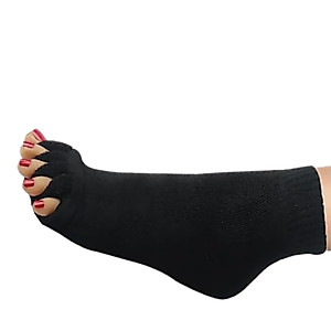Homrap Women Toe Separator Socks Toeless Foot Alignment Socks for Yoga GYM Massage Pain Relief Improves Circulation Stretchy (Black)