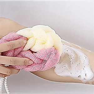INGVY Dry Brushing Body Brush Durable Long Stretch Sponge Back Scrubber Bath Net Pull Brush Strip Bathroom Body Cleaning Washing Sponge Bathroom Supplies (Color : C)