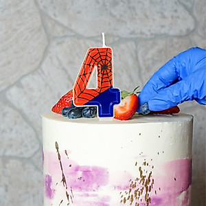 Spider Candle, Spider Web Candles Number Candle Cake Topper Candle Birthday Cake Candles Spider Birthday Decorations for Boy Spider Themed Birthday Party Halloween Party Supplies (4)