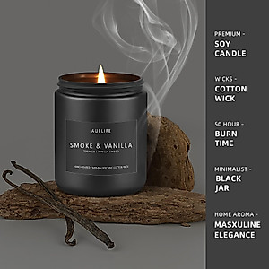 Scented Candles Set | Men Candle Set, Scented Candles for Home, Gifts for Men - 4 Pack Men Candle Gifts Soy Candles Scents of Lavender/Leather/Oak/Smoke & Vanilla