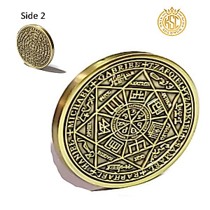 Seal of The Seven Archangels + 72 names of God + 1FitAll King Solomon Coin bezel kabbalah seal talisman Necklace
