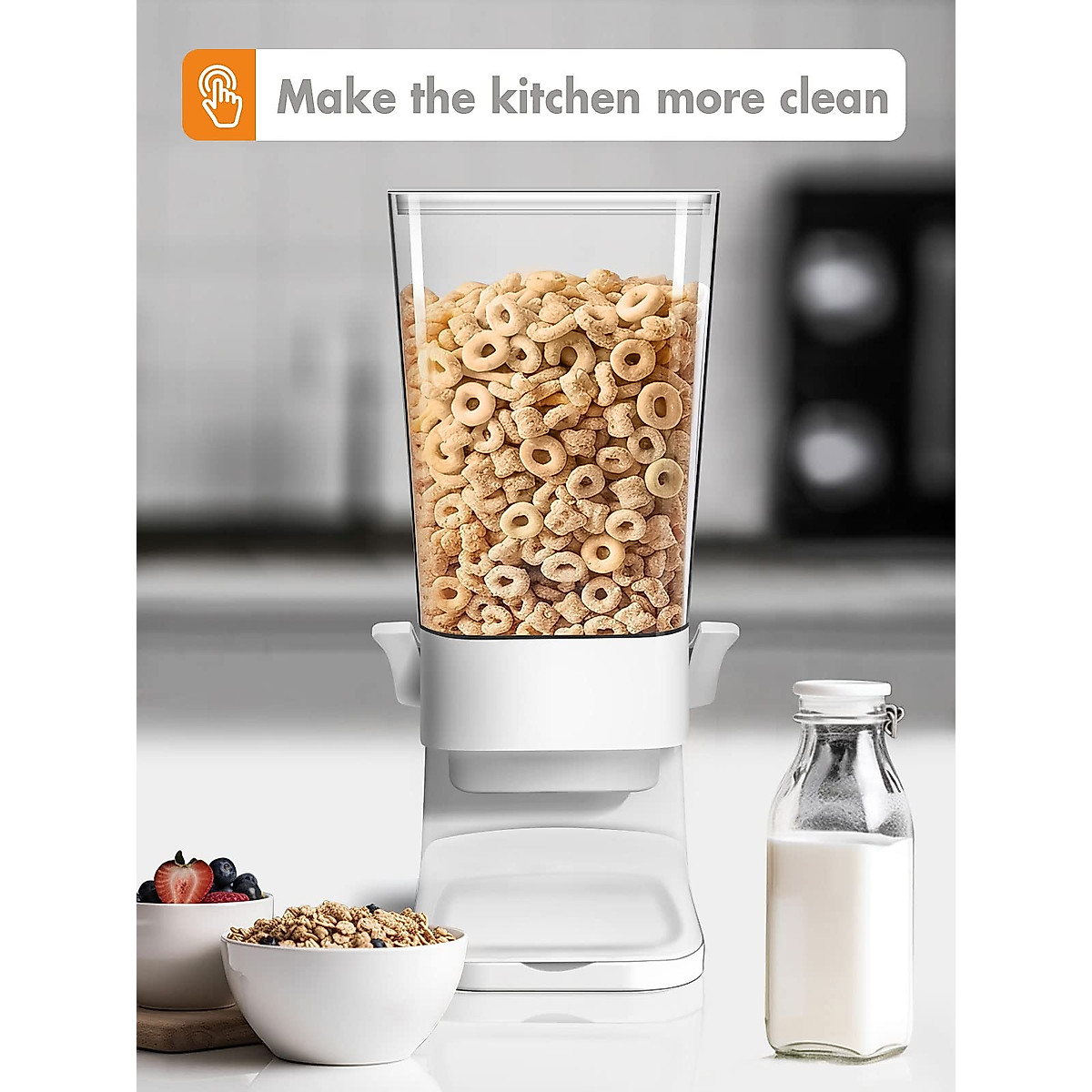 Conworld Cereal Dispenser Countertop, Candy Dispenser, Big Dry Food Cereal Dispenser, Not Easy to crush Food, Can Hold Cereal, Small Snack, for Home Office Hotel Commercial Bar, White (5000ml)