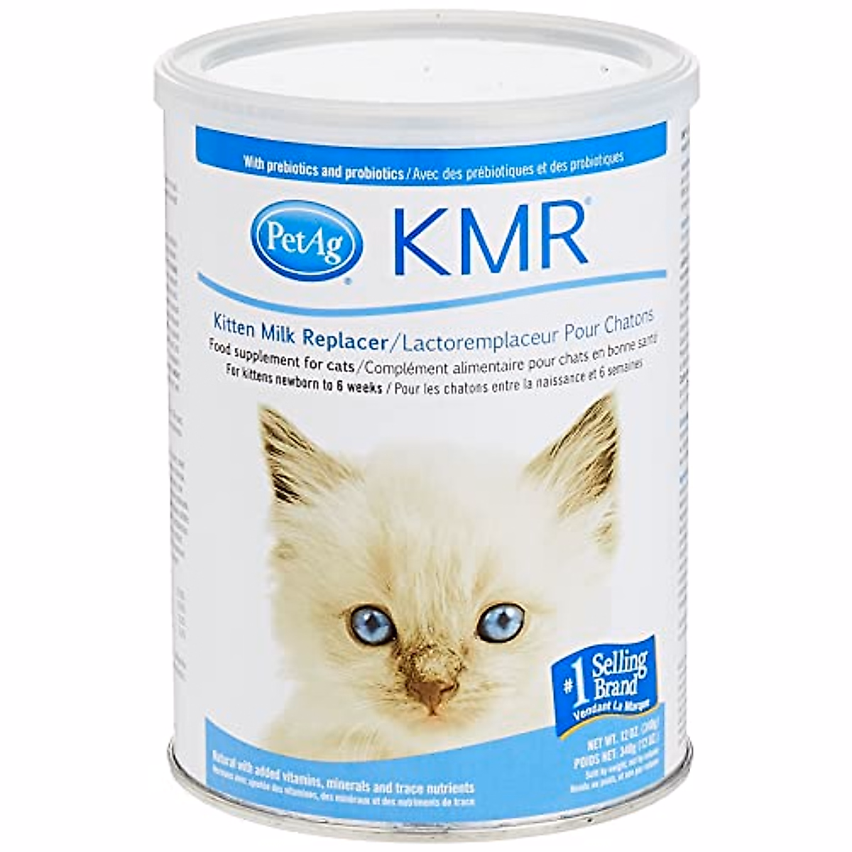 PetAg KMR Kitten Milk Replacer Powder - Prebiotics and Probiotics for Newborn to 6 Week - 12 oz Powdered Drink Mix