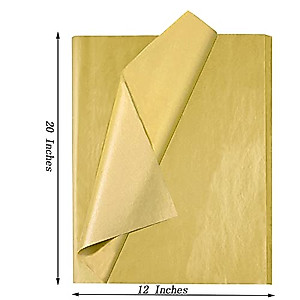 Ueerdand Gift Wrapping Tissue Paper for Packaging 105 Sheets Single-Sided Metallic Wrapping Craft Papers Bulk for DIY Artworks Flower Decoration 12 x 20 Inch, Gold