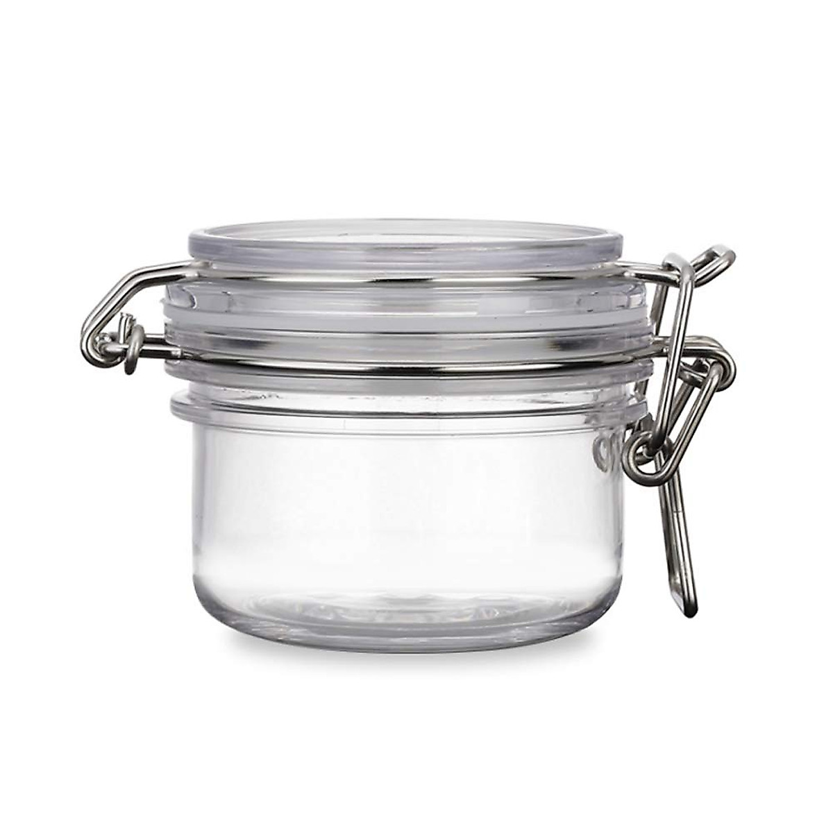 2Pcs 4 Oz/120ml Clear Round Plastic Home Kitchen Storage Sealed Jar Bottles with Leak Proof Rubber and Hinged Lid for Herbs, Spices, Candy, Gift, Arts and Crafts Storage Multi-purpose Container