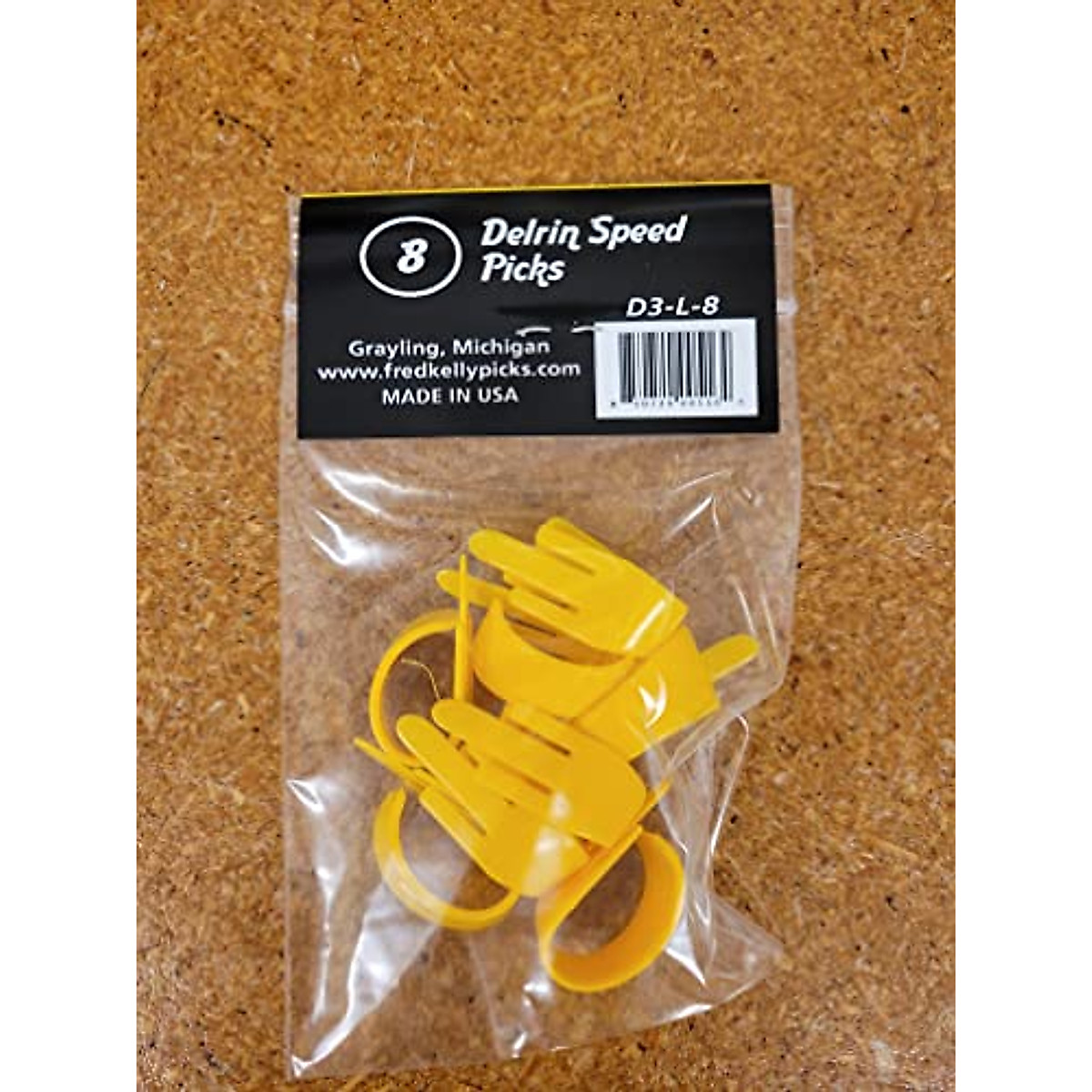 Fred Kelly Picks D3-L-8 Delrin Speed Light Guitar Pick,yellow