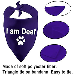 BLUPARK Funny Pet Dog Cat Bandana Scarf I Am Deaf Dog Bandana Handkerchief Scarf Tie On Special Needs Dog (I am Deaf)