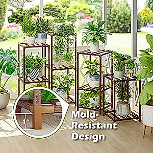 4 Sets of Package Plant Stands Combo Indoor Outdoor Plants Stands for Living Room Balcony Garden