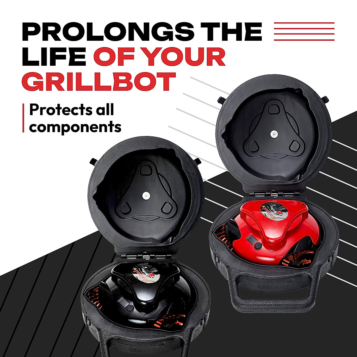 Grillbot Carry Case for Grillbot Automatic Grill Cleaning Robot – Weatherproof, Portable Protective Case with Handle & Locking Tabs