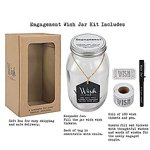 Top Shelf Engagement Wish Jar With 100 Tickets, Pen, and Decorative Lid