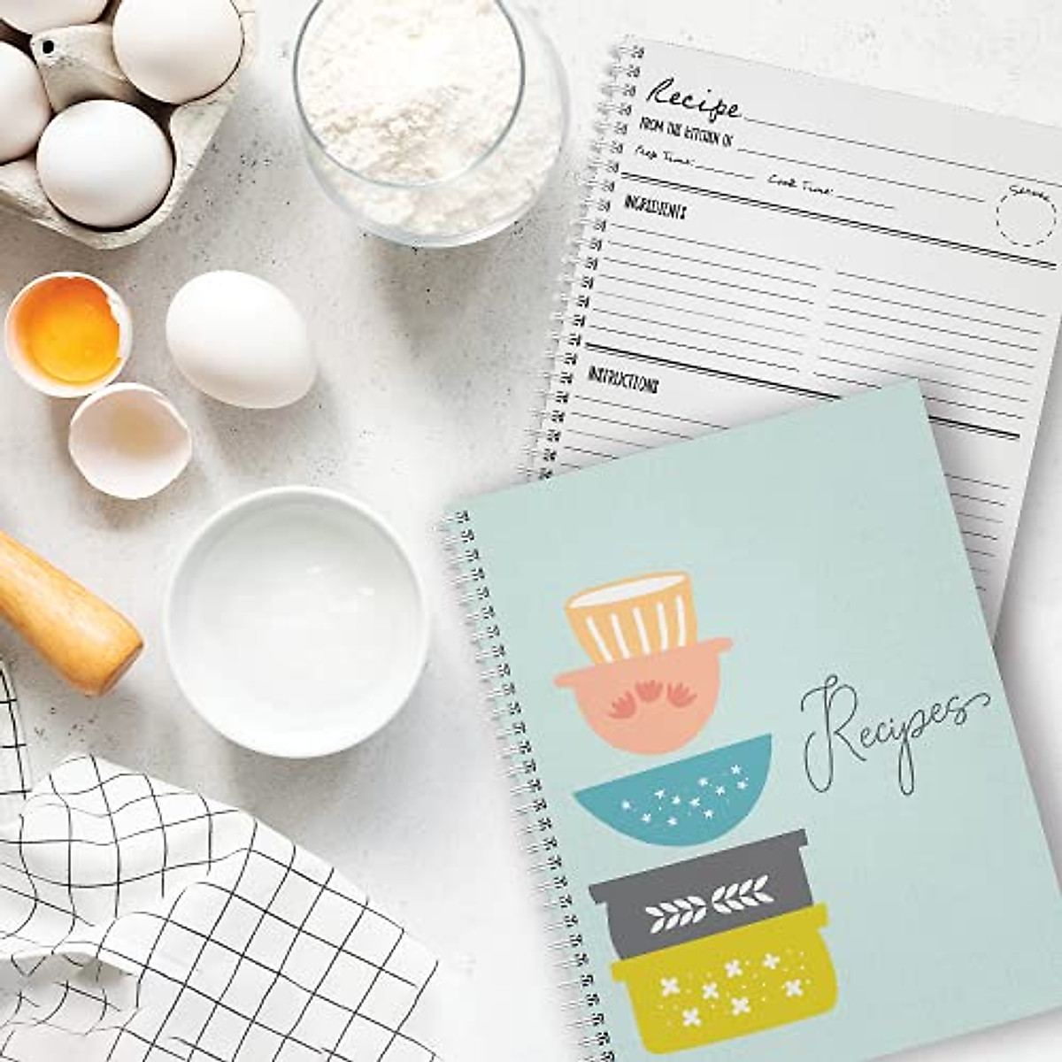 Gotcha Covered Notebooks Softcover Recipe Dishes 8.5" x 11" Spiral Notebook/Recipe Book, 120 Recipe Pages, Durable Gloss Laminated Cover, White Wire-o Spiral. Made in the USA