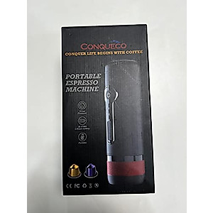 CONQUECO Portable Coffee Maker: 12V Travel Espresso Machine, 15 Bar Pressure Rechargeable Battery Heating Water for Camping, Driving, Home and Office