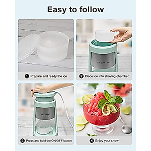CROWNFUL Shaved Ice Machine Snow Cone Machine, 2 Ice Cups with Lids, Ice Shaver Machine for Snow Cones, Snowballs, Frozen Cocktails and More, Easy to DIY with Snow Cone Syrup at Home