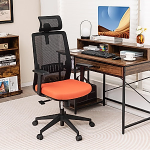 Giantex Big and Tall Office Chair 400lbs, Heavy Duty Ergonomic Mesh Chair with Adjustable Lumbar and 3D Headrest, Wide Orange Seat, High Back Computer Executive Desk Chair for Office, Conference Room