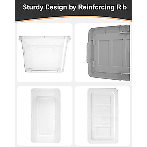 EOENVIVS Plastic Storage Bins 12 Pack Plastic Storage Container with Snap Lids, Stackable Shoe Organizer Boxes Storage Baskets for Organizing Closet Organizers and Storage, Clear+White