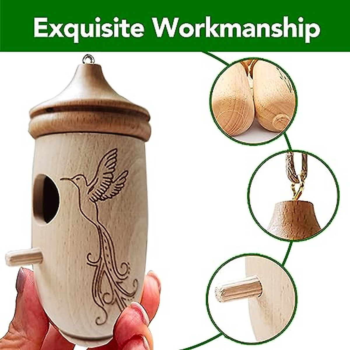 Hummingbird House, 3PCS Wooden Hummingbird Houses for Outside , Hummingbird Houses Wooden Hummingbird House Hummingbird Houses for Outside Hanging, Hummingbird Nest