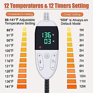 Coopupet Pet Heating Pad,12 Adjustable Temperature Cat Heating Pad Indoor with Timer, Dog Heating Pad Indoor with Chew Resistant Cord, Heating Pad for Cats, Electric Pads for Dogs, Pet Heated Mat(S)